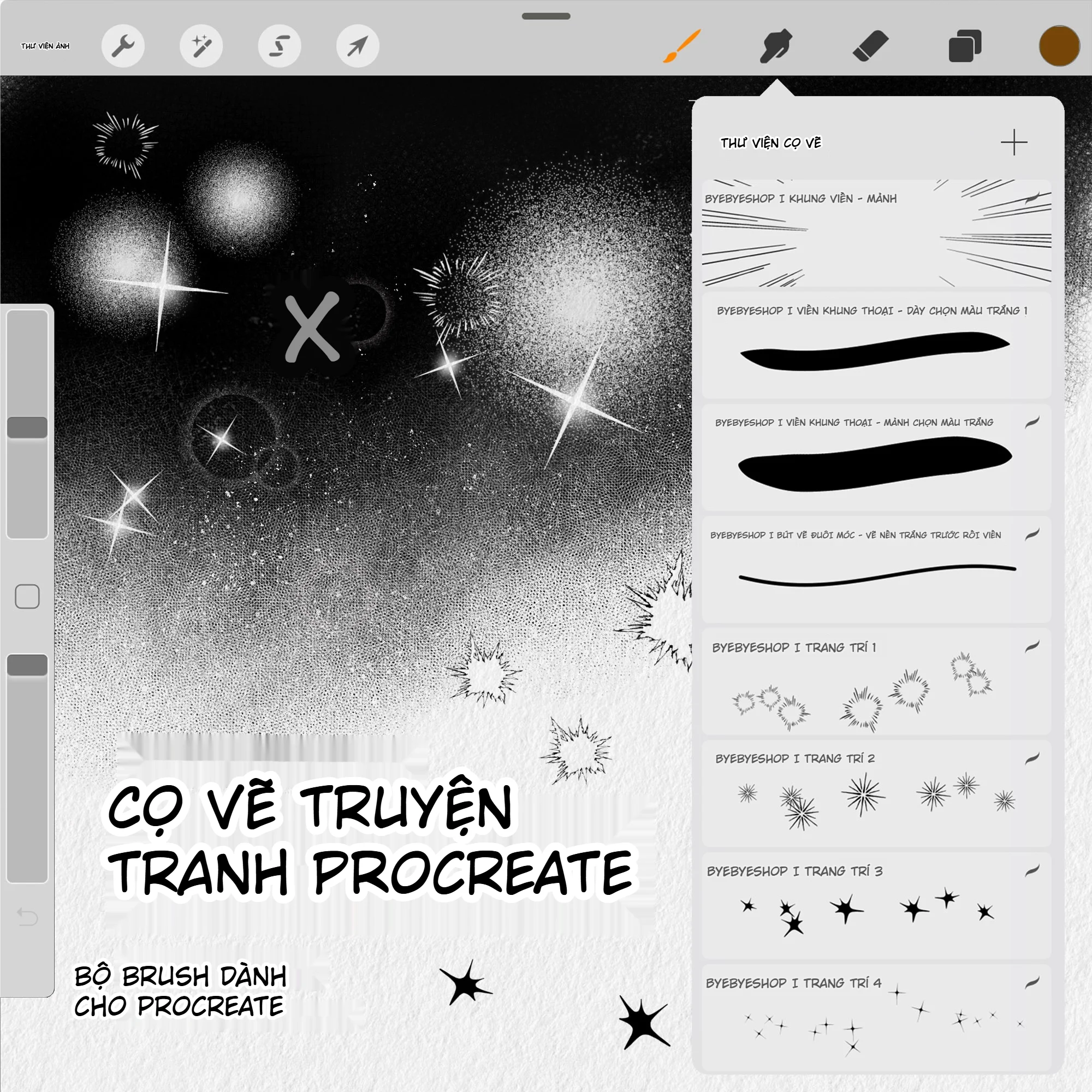 Bộ Cọ Procreate Dành Cho Vẽ Truyện Tranh – Chấm Tone, Viền, Splash Sáng ...